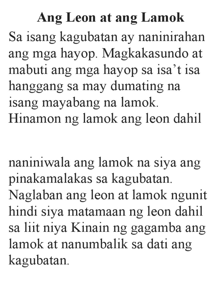 Ang Leon at Ang Lamok | PDF