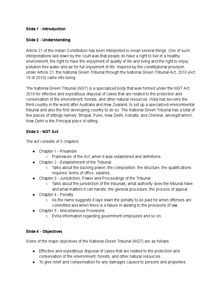 National Green Tribunal Overview and Powers | PDF | Justice | Crime ...