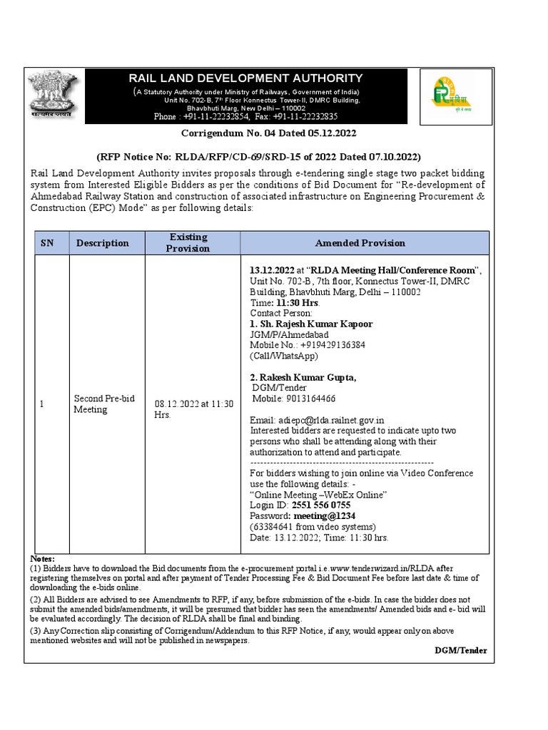 Corrigendum 04 | PDF | Request For Proposal