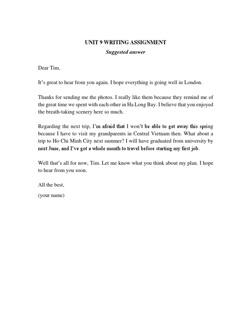 Unit 9 Writing Assignment - Suggested Answer | PDF