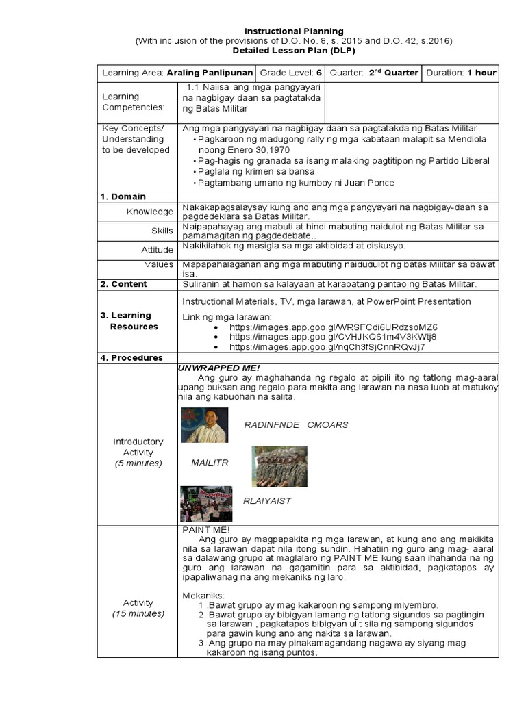 DLP in Araling Panlipunan 6 | PDF