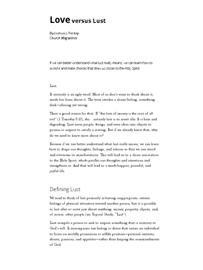 Love Versus Lust | PDF | Lust | Love