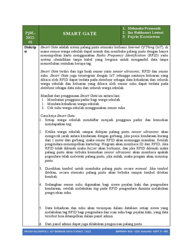 Laporan Projek Smart Gate | PDF