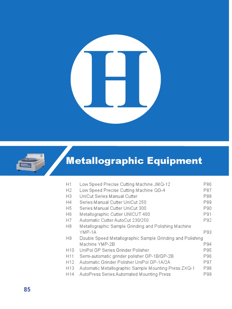 H-Metallographic Equipments | PDF H-Metallographic Equipments | PDF