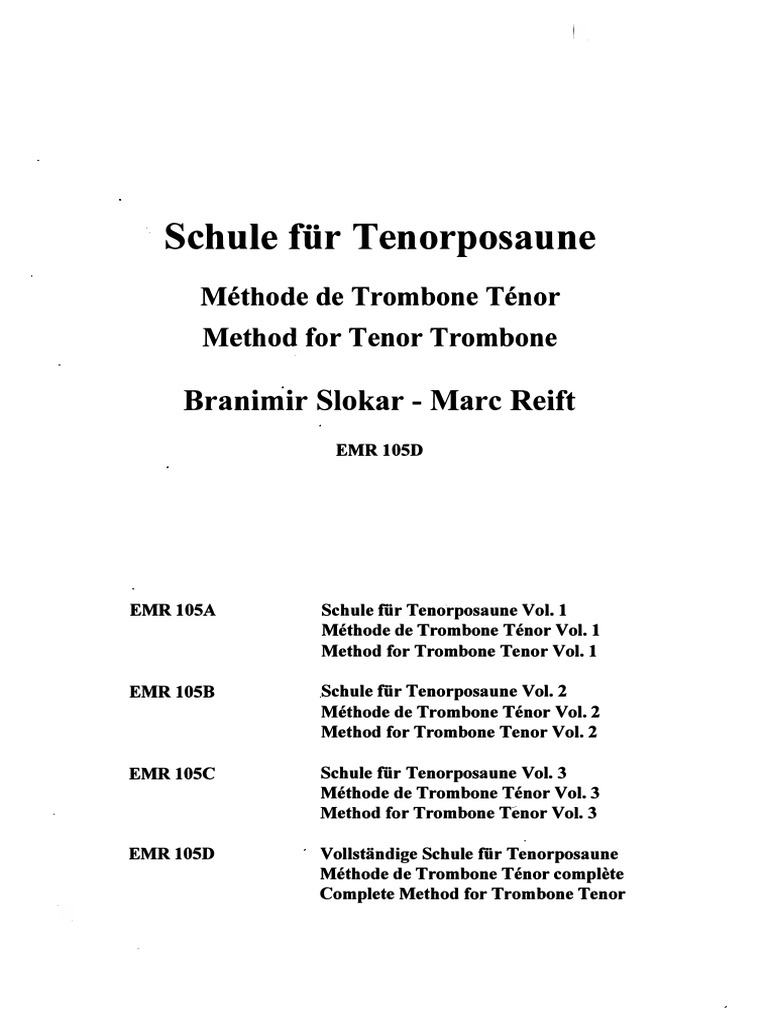 Branimir Slokar - Complete Method For Trombone Tenor | PDF