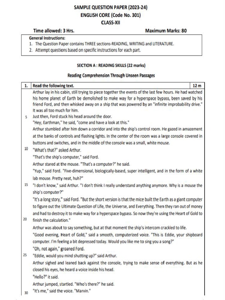 English Sample Paper-5 | PDF