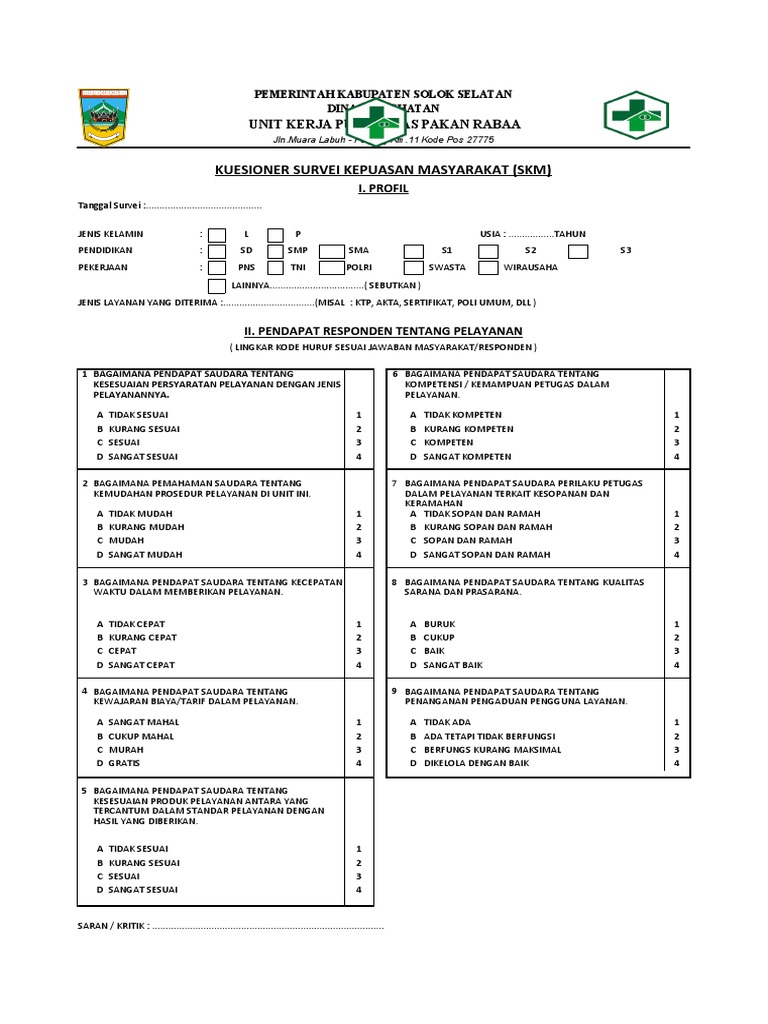BLANGKO KUESIONER | PDF