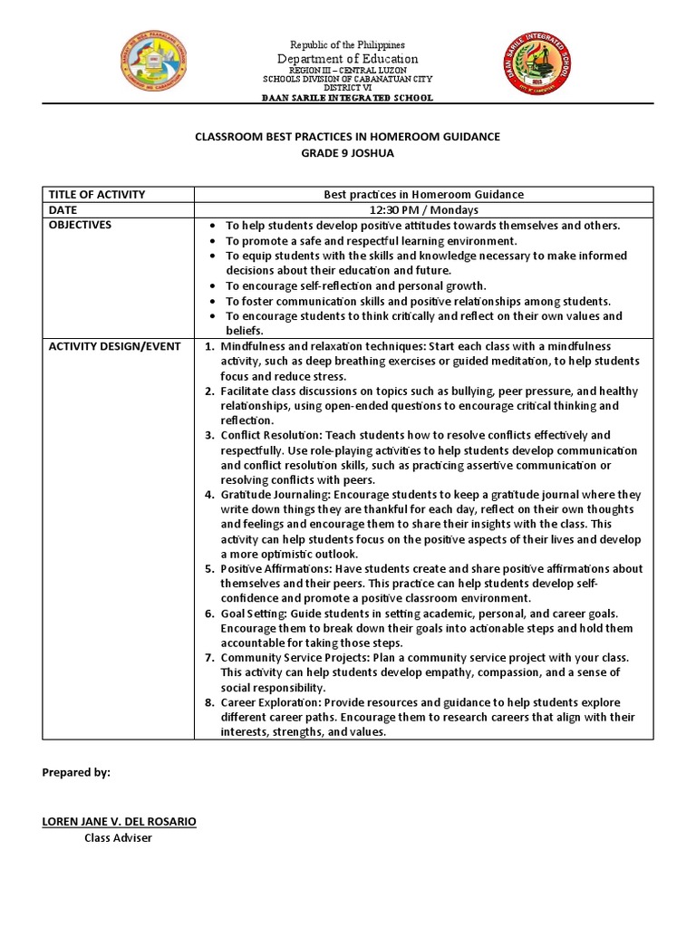 Best-Practices-in-Homeroom-Guidance | PDF