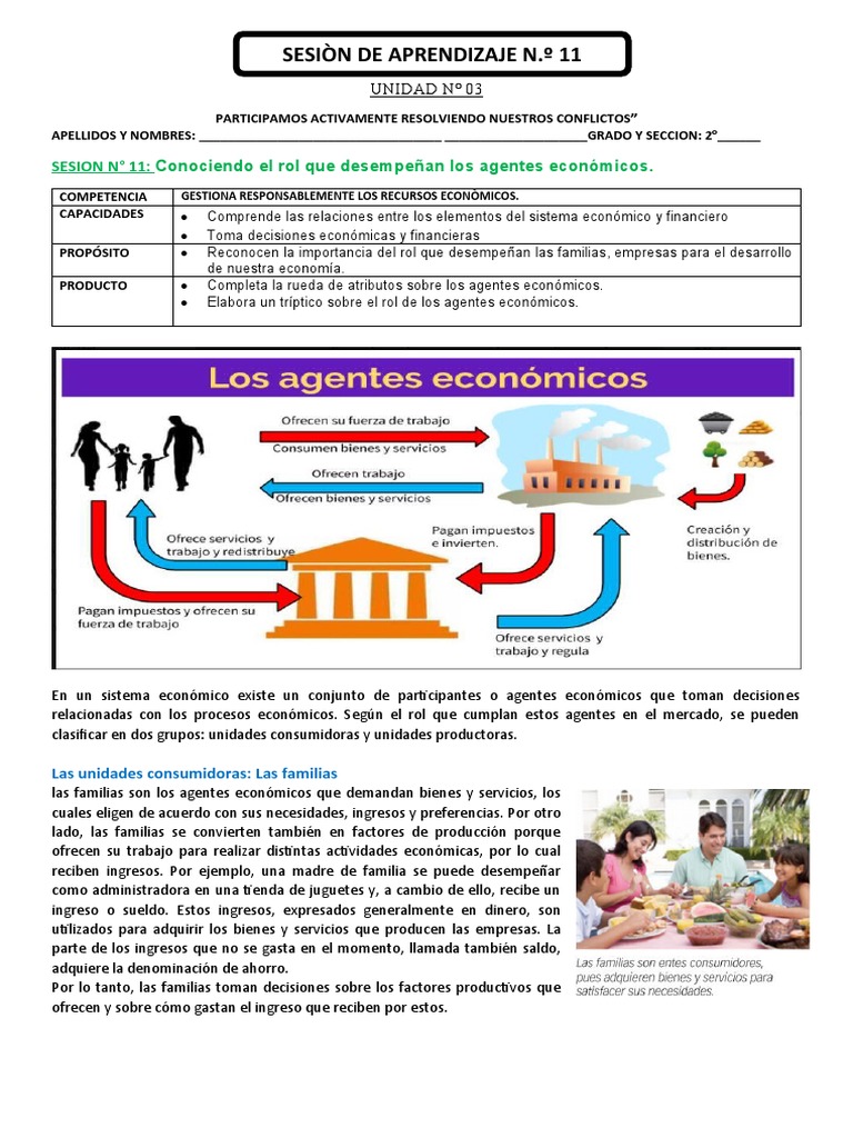 SESION N° 11 LOS AGENTES ECONÒMICOS | PDF | Sistema económico | Bienes