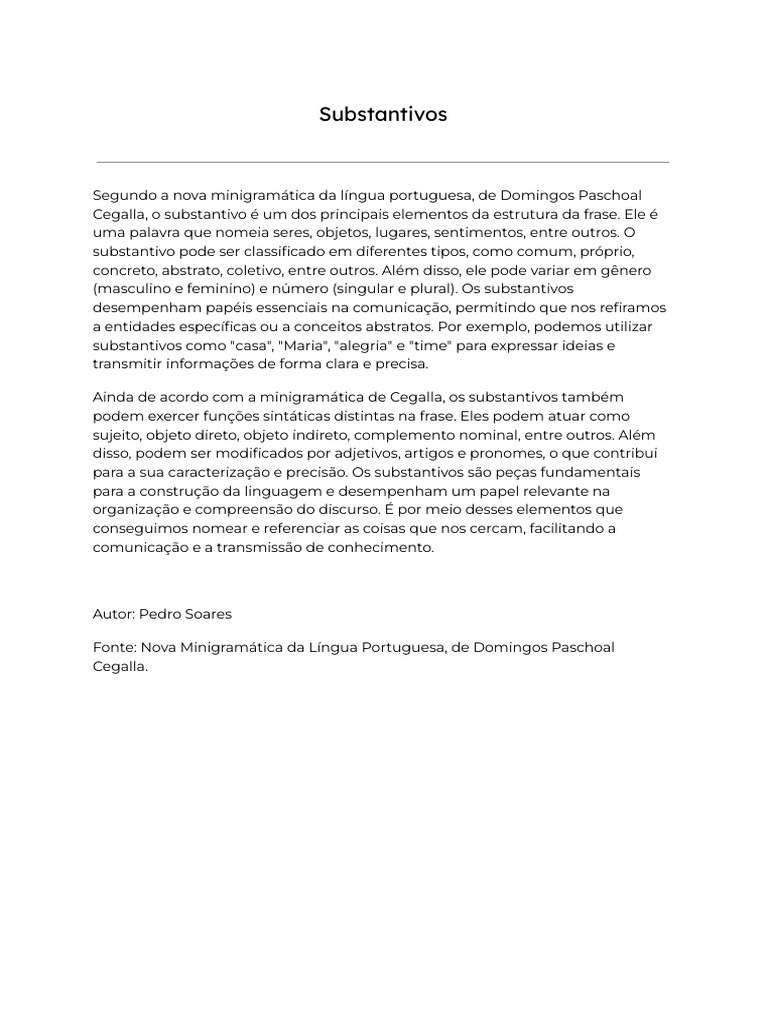 Domingos Paschoal Cegalla - Substantivos | PDF