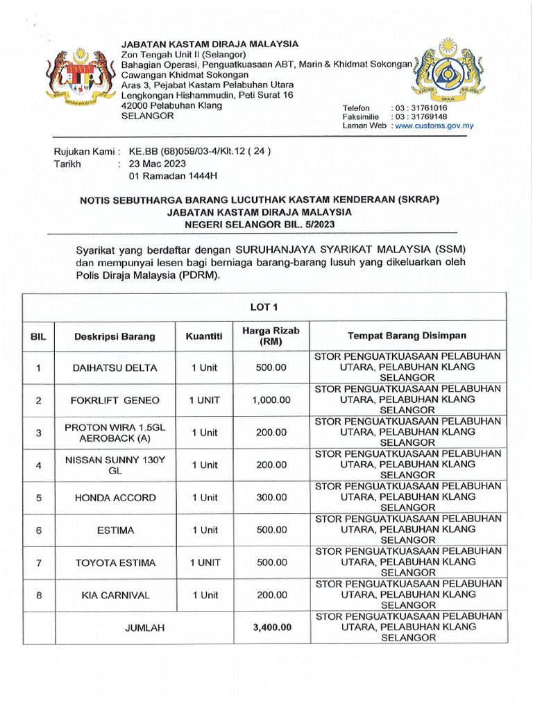 Notis Sebutharga | PDF