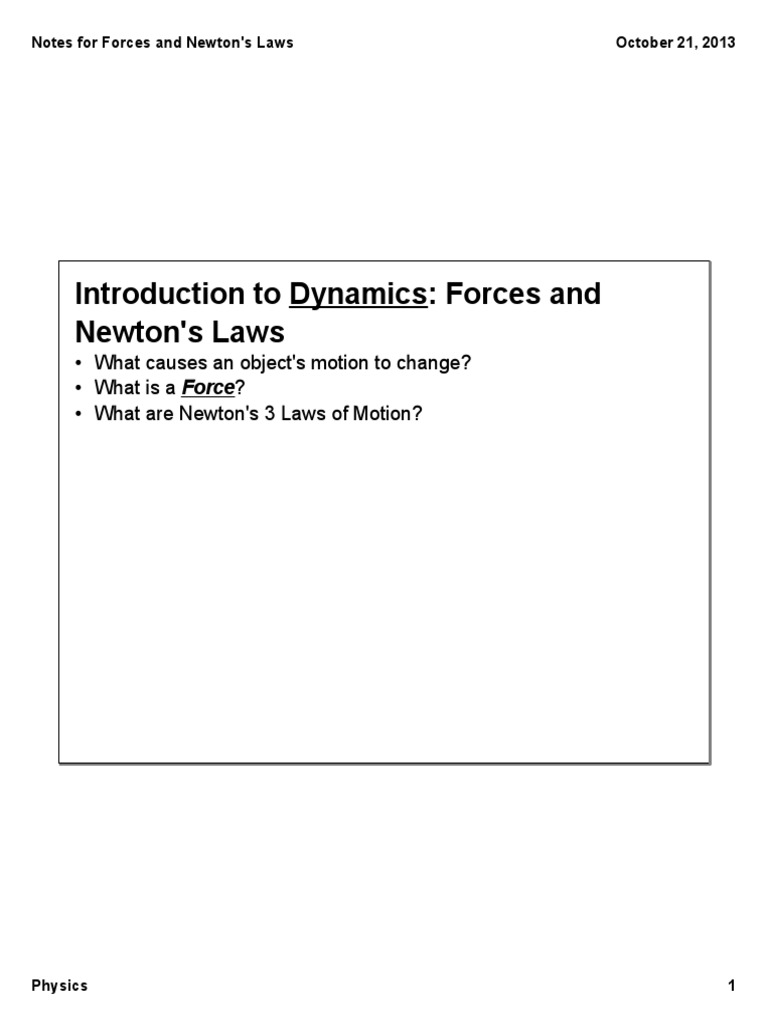 2013 Notes For Forces and Newtons Laws | PDF