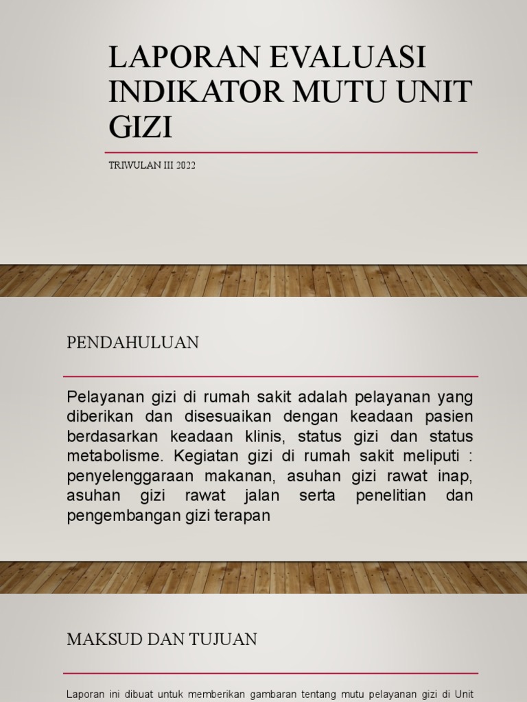 Laporan Evaluasi Indikator Mutu Unit Gizi | PDF
