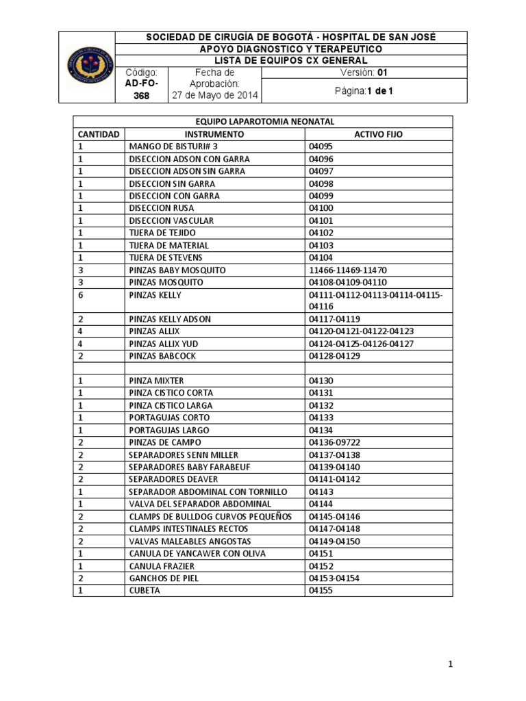 KARDEX CX GENERAL. Instrumentación quirúrgica | PDF | Equipo | Herramientas