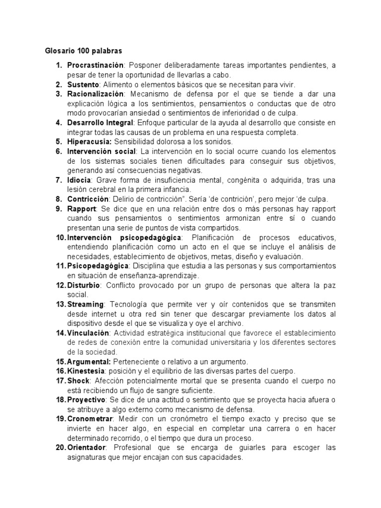 Glosario 100 Palabras | PDF | Ciencia y matemáticas
