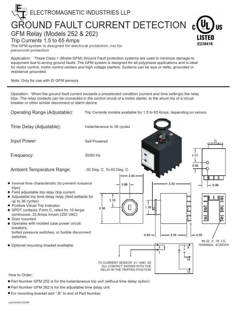 Ground Fault Current Sensor GFM Guide | PDF | Relay | Switch