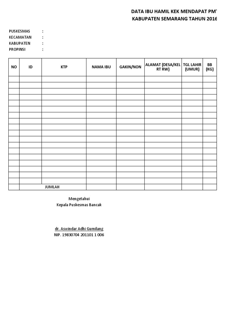 Form Rekap Bulan Tekanan Darah | PDF