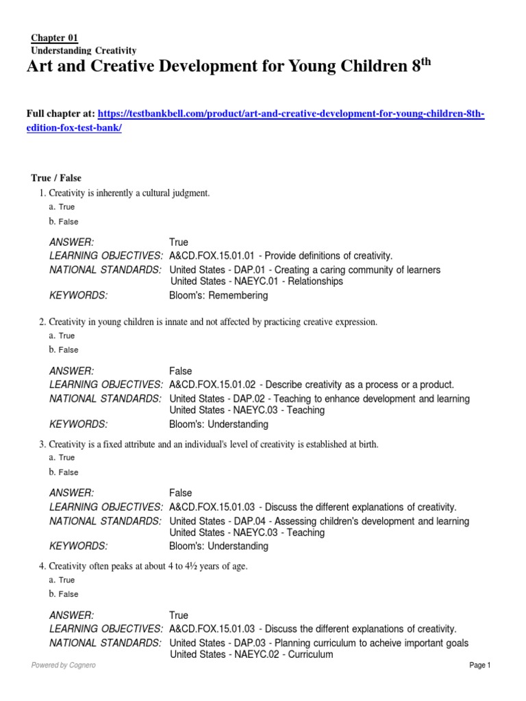 Art and Creative Development For Young Children 8th Edition Fox Test ...
