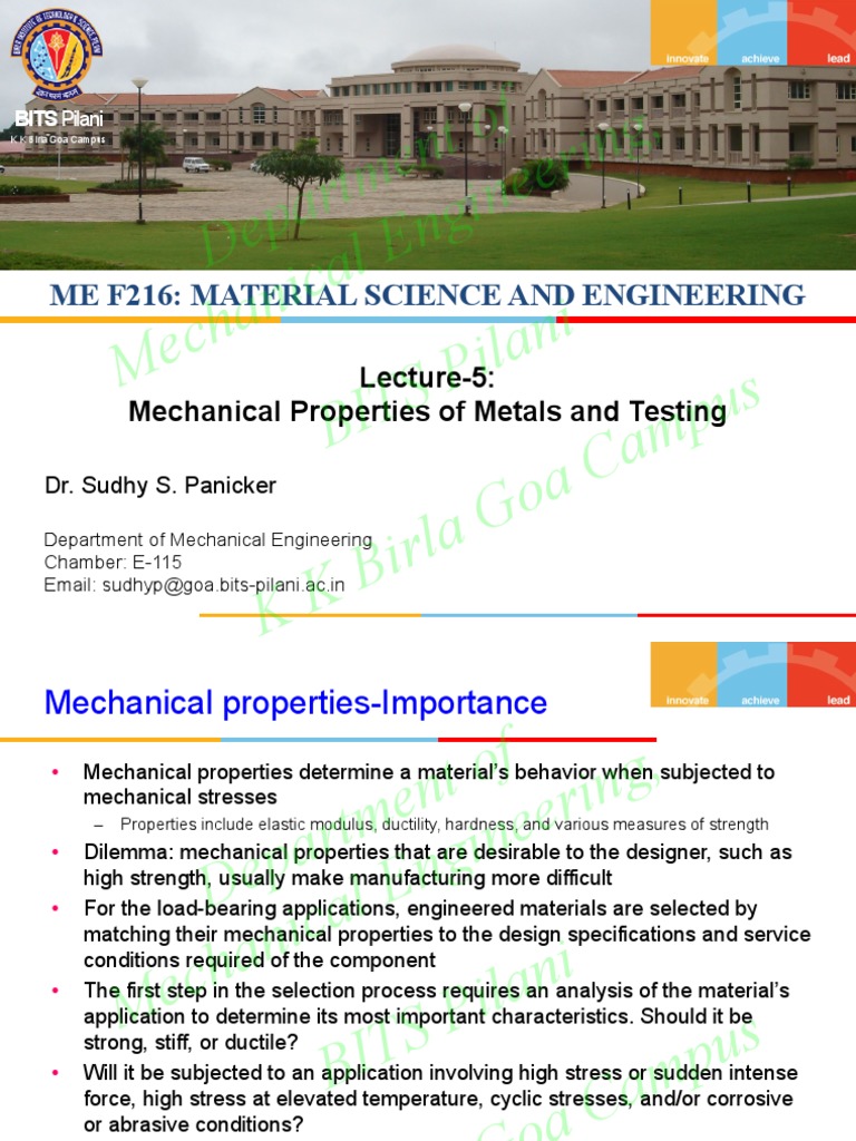 Lecture 5 | PDF | Deformation (Engineering) | Yield (Engineering)