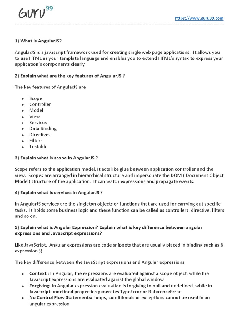 Angular Js Interview Questions | PDF | Angular Js | Scope (Computer Science)