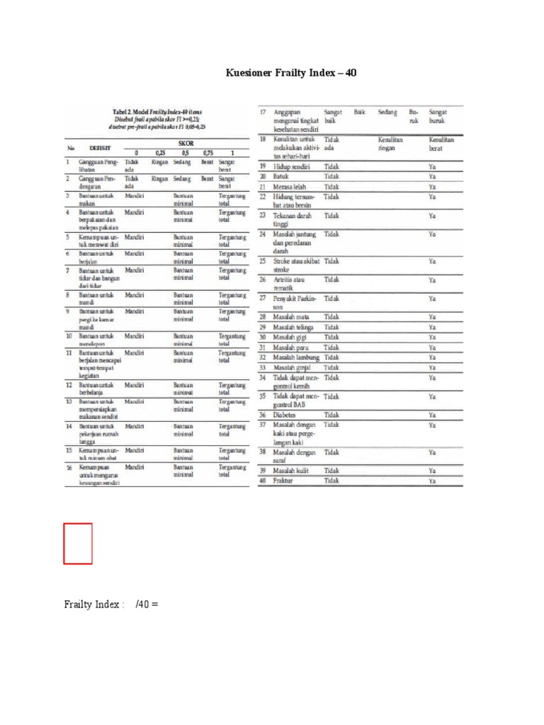 Kuesioner Frailty Index | PDF