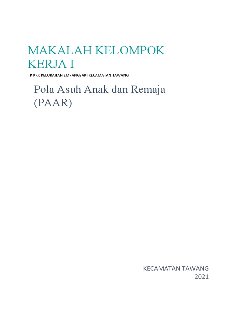 makalah pokja I PKK PAAR | PDF
