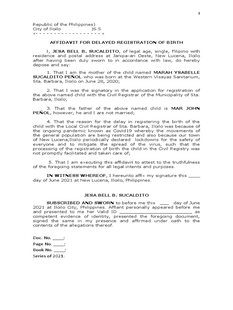 Jesa Bell Sucaldito (Affidavit) | PDF