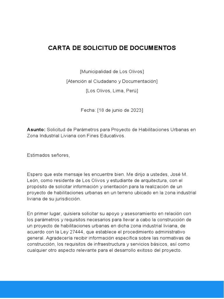 Carta de Solicitud de Documentos | PDF