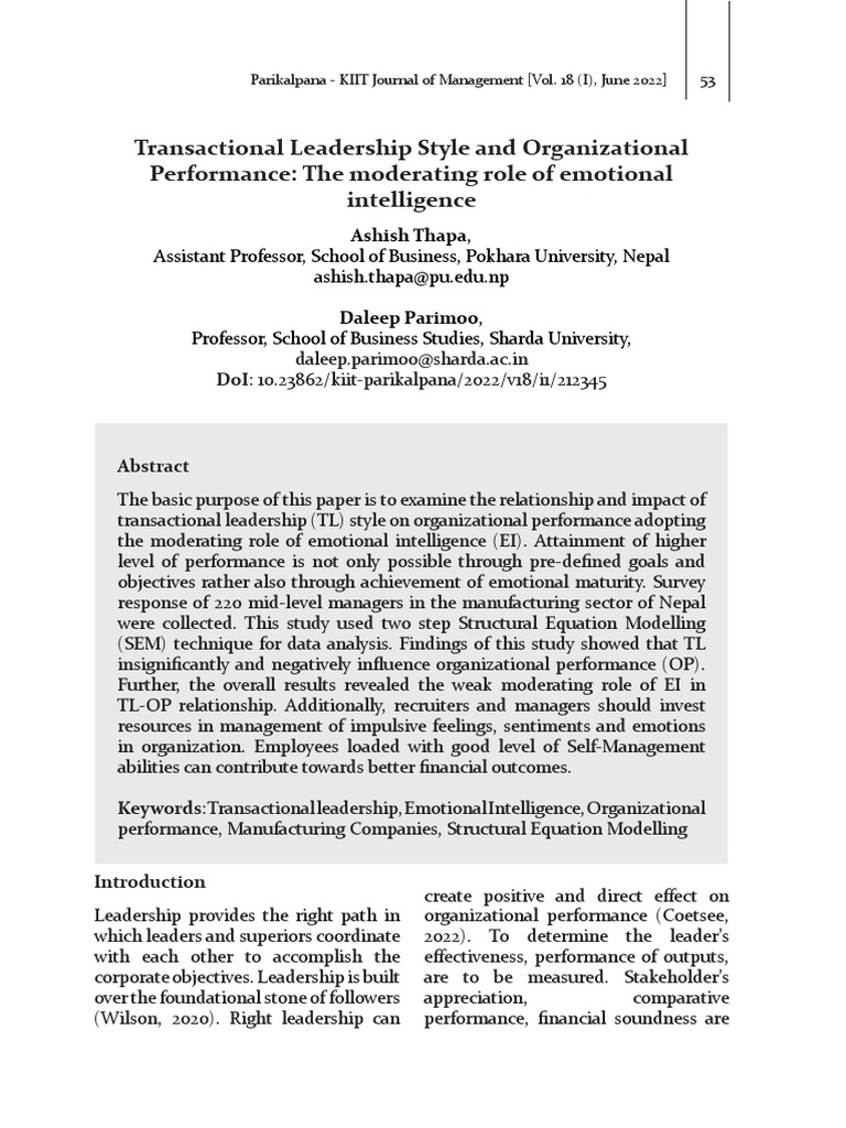 27.Transactional Leadership Style | PDF | Leadership | Emotional ...