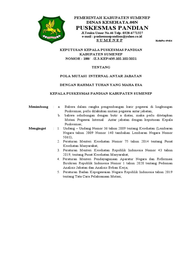 SK Mutasi Internal | PDF