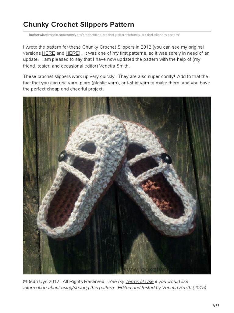 Chunky Crochet Slippers Pattern | PDF | Crochet | Handicrafts