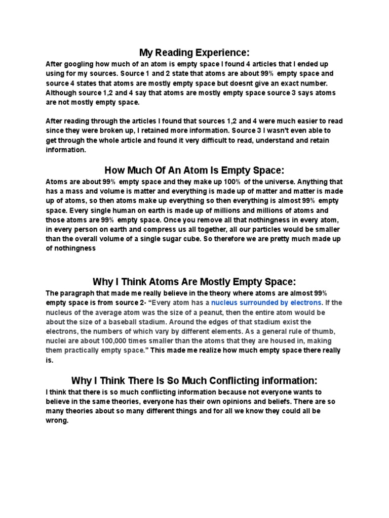 Maddison Harris - How Much of An Atom Is Empty Space | PDF