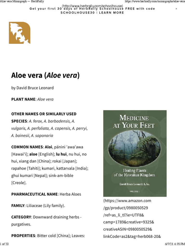 Aloe Vera Monograph - HerbRally | PDF | Traditional Medicine ...