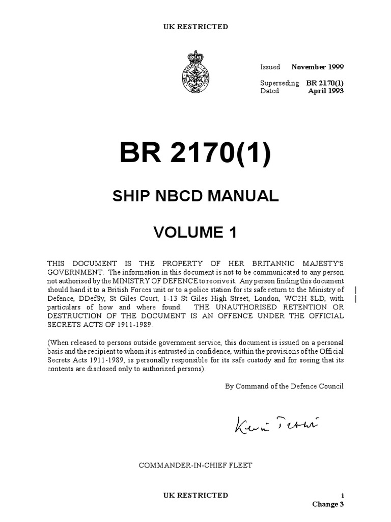 BR 2170 (1) SHIP NBCD MANUAL - Inc Change 1, 2 & 3 | PDF | Cbrn Defense ...