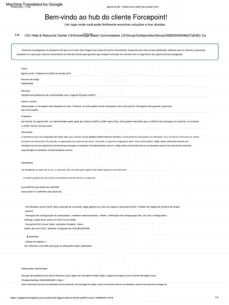 Forcepoint One Ad Agent Server 2016 Ldaps Issue Pt Pdf Segurança Da Camada De 