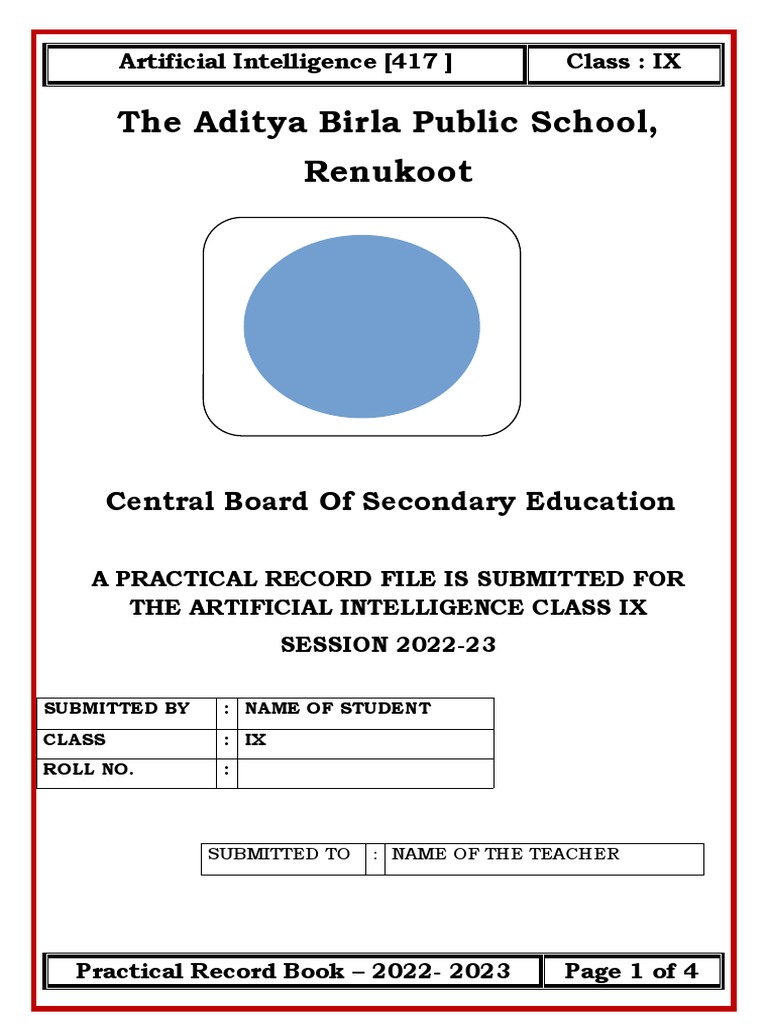 Ai Practical File Format Pdf Teachers Artificial Intelligence