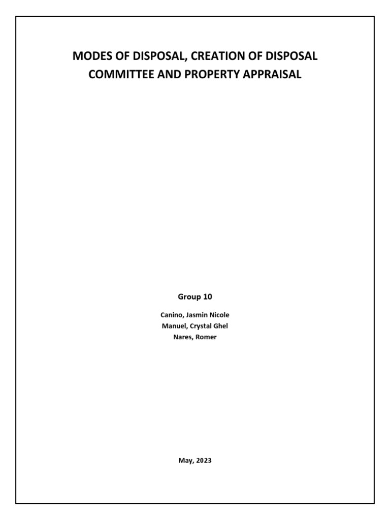 Modes of Disposal | PDF | Finance & Money Management | Law