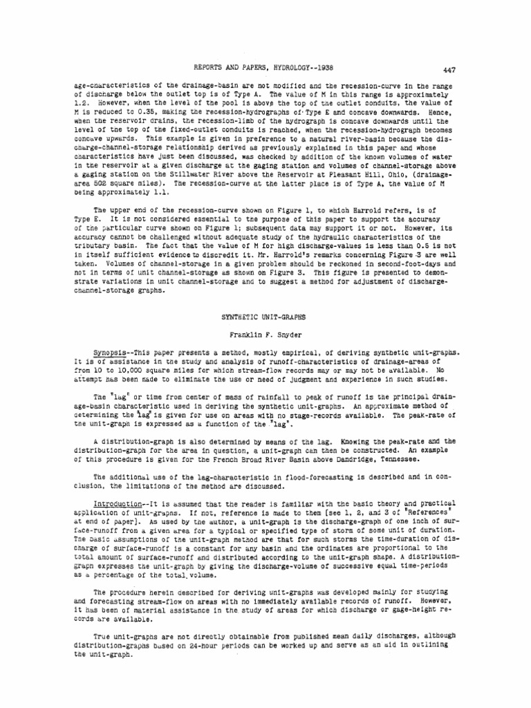 Snyder 1938 | PDF | Surface Runoff | Drainage Basin