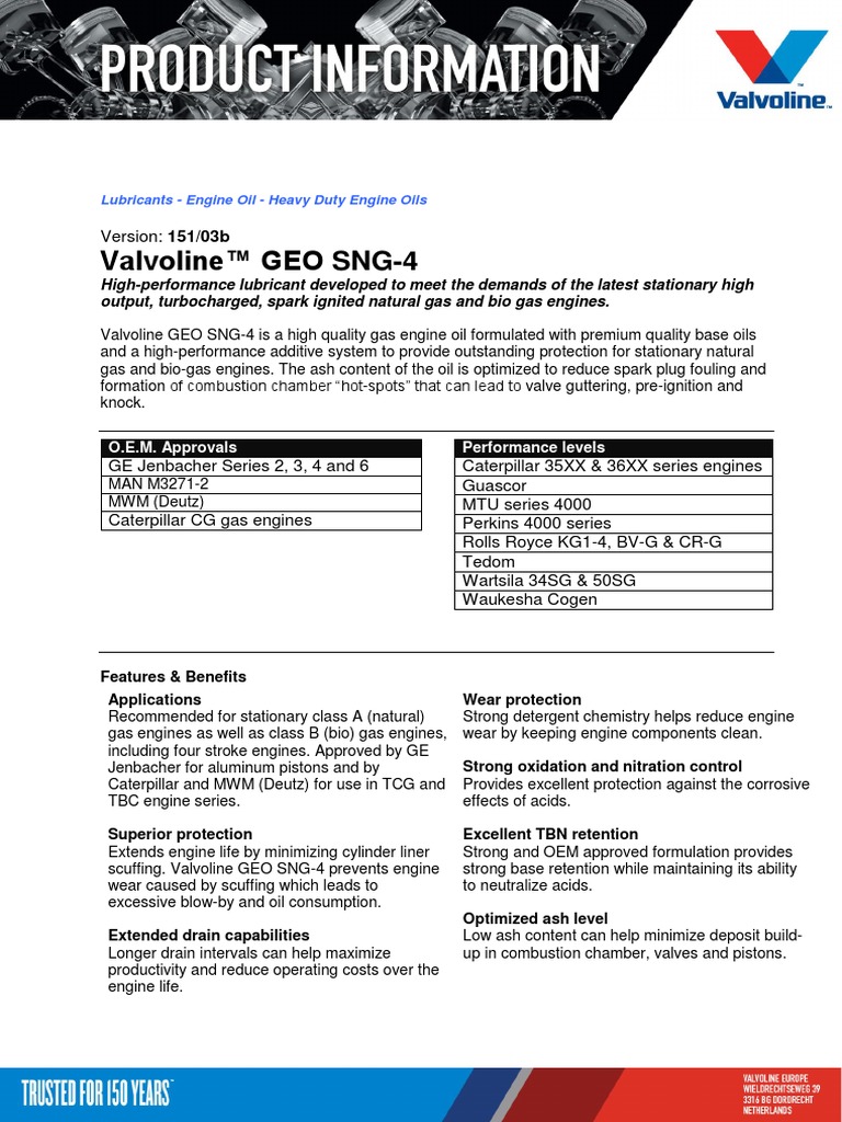 Valvoline Geo Sng4 Sae40 | PDF