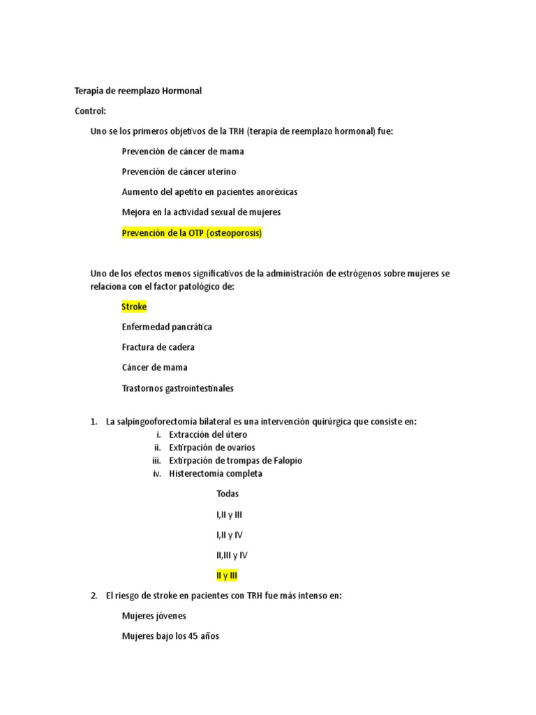 Terapia de Reemplazo Hormonal y Ciclocur | PDF | Medicina CLINICA ...