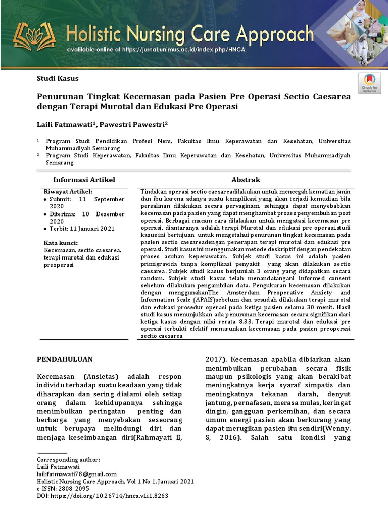 Penurunan - Tingkat - Kecemasan - Pada - Pasien Pre Operasi Sectio ...