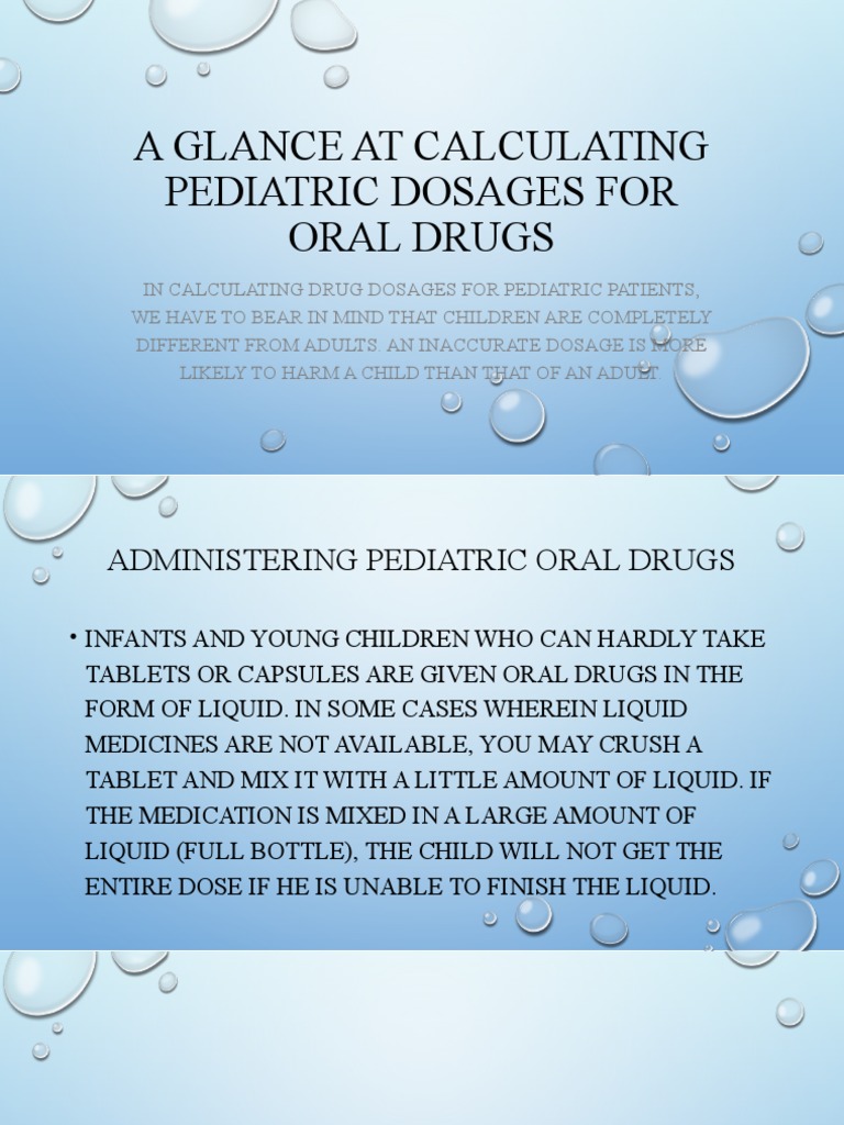 Pediatric Oral Drug Dosage Guide | PDF | Wellness