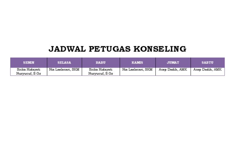 JADWAL PETUGAS KONSELING | PDF