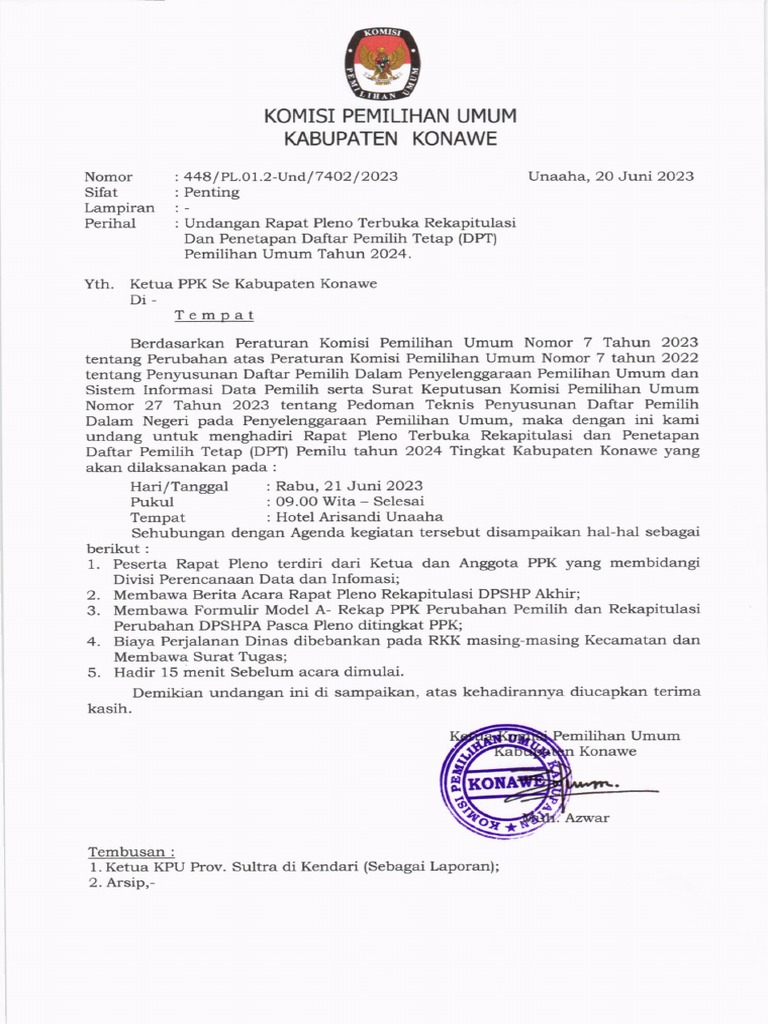 Undangan Rapat Pleno Ppk | PDF