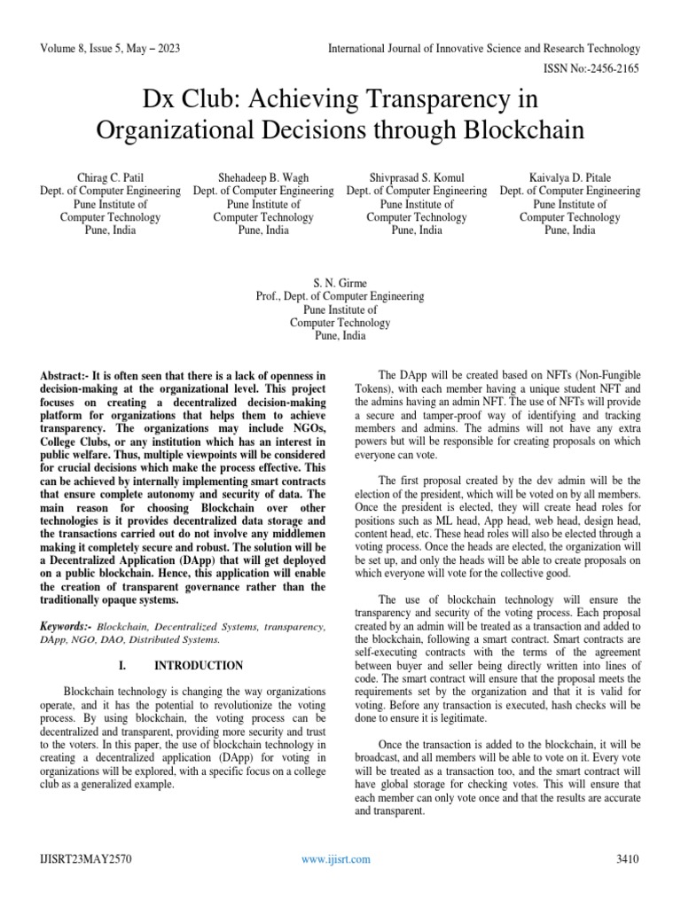 Blockchain for Transparent Decision-Making | PDF | Distributed ...
