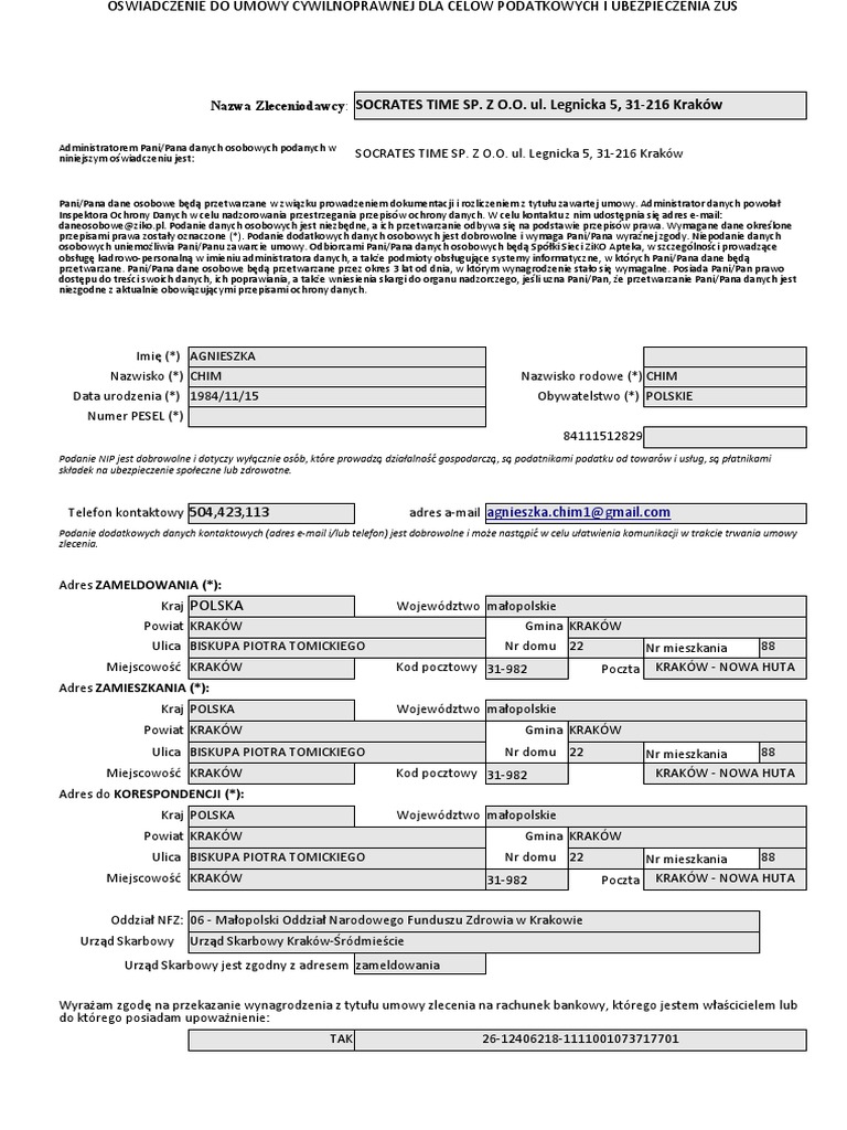 Agnieszka Chim O?Wiadczenie - XLSM | PDF