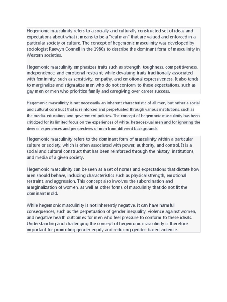 Hegemonic Masculinity | PDF