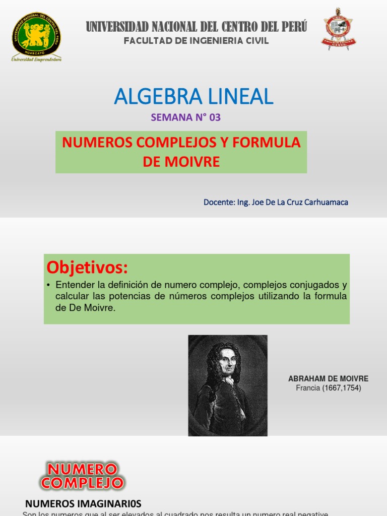 Semana 03 - Numeros Complejos y Formula de Moivre | PDF | Número ...