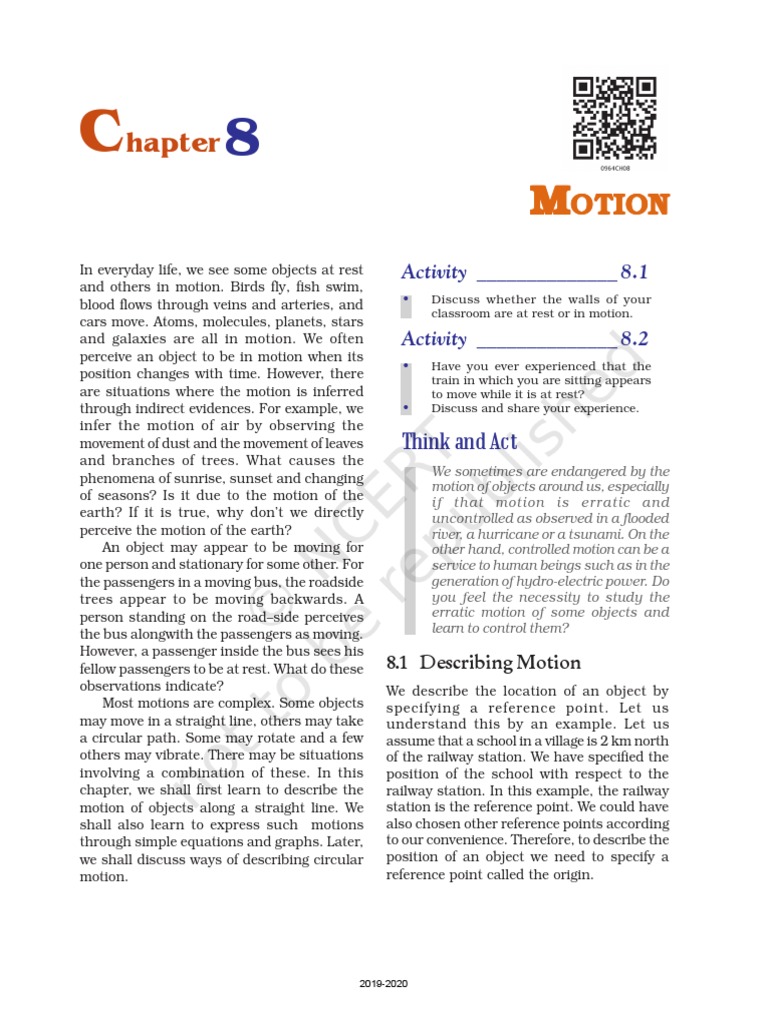 CBSE Class 9 NCERT Book Science MOTION Chapter 8 | PDF | Speed | Velocity