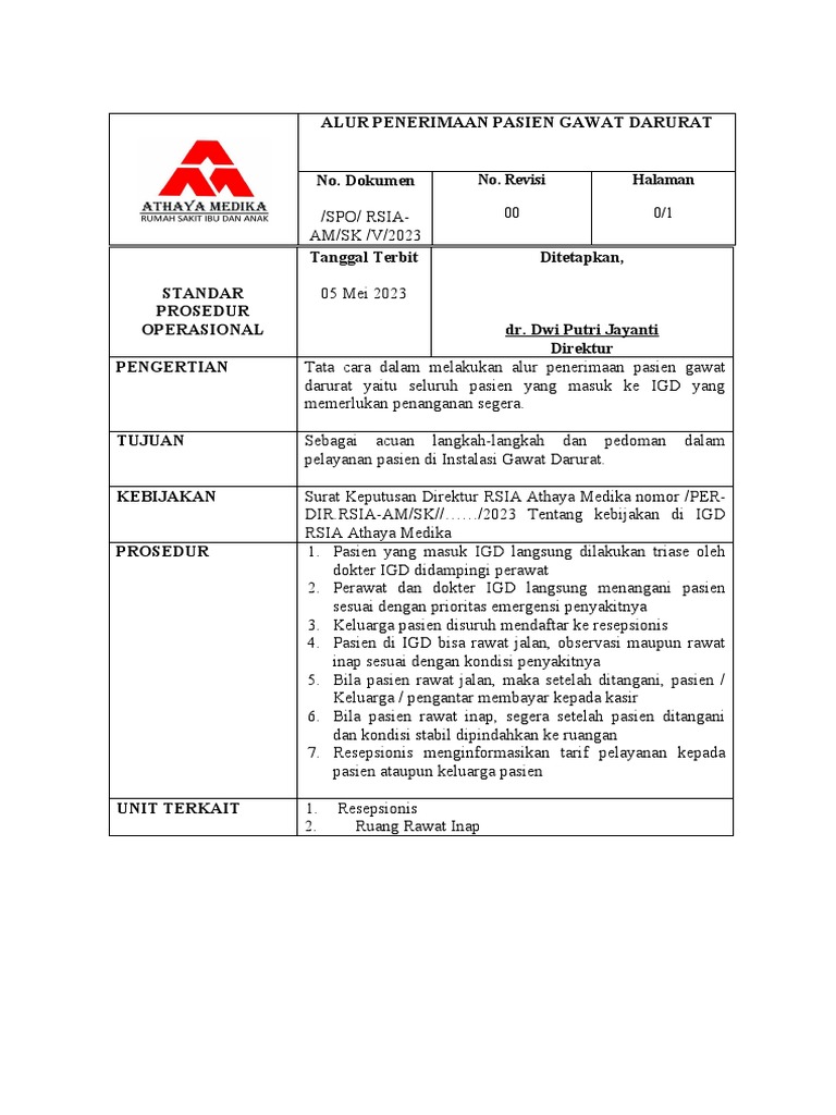 Alur Penerimaan Pasien Gawat Darurat | PDF